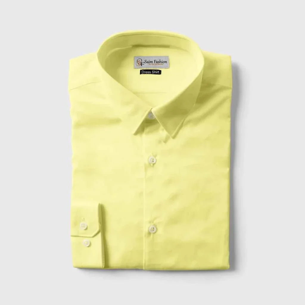 Essential Cotton Dress Shirt - Yellow – Saim Fashion